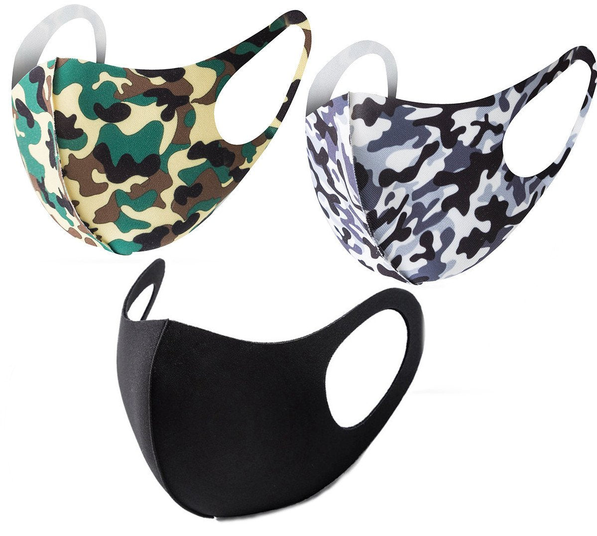 Masks: Ice Cooling Microfibre Washable 3D Face Mask (3 pcs) - Camo ...